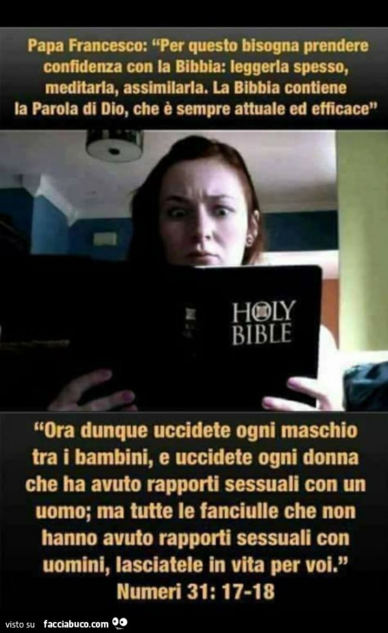 Post satirico pubblicato da CardinaleMaiale - Facciabuco.com