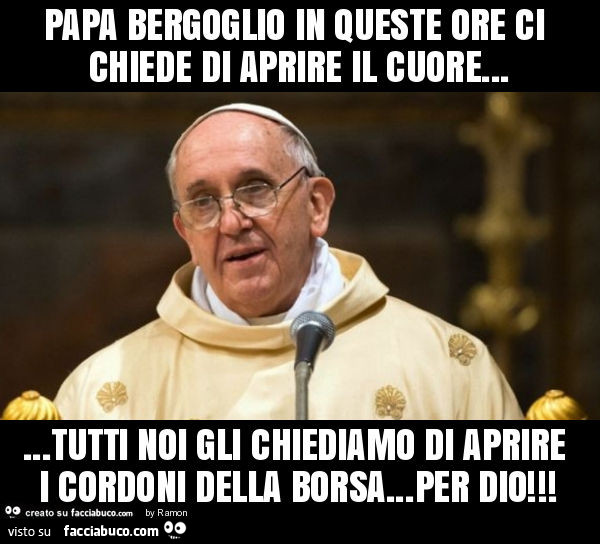 Papa bergoglio in queste ore ci chiede di aprire il cuore… tutti noi ...