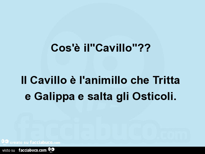 Cos'è il"cavillo"? Il cavillo è l'animillo che tritta e galippa ...